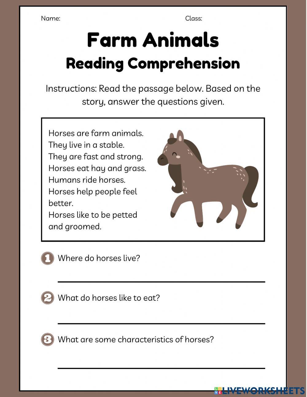 animals reading… | Free Interactive Worksheets | 7036191