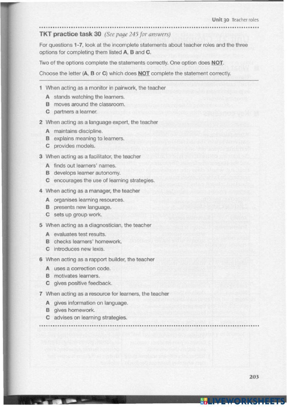 TKT PRACTICE TA… | Free Interactive Worksheets | 7061368