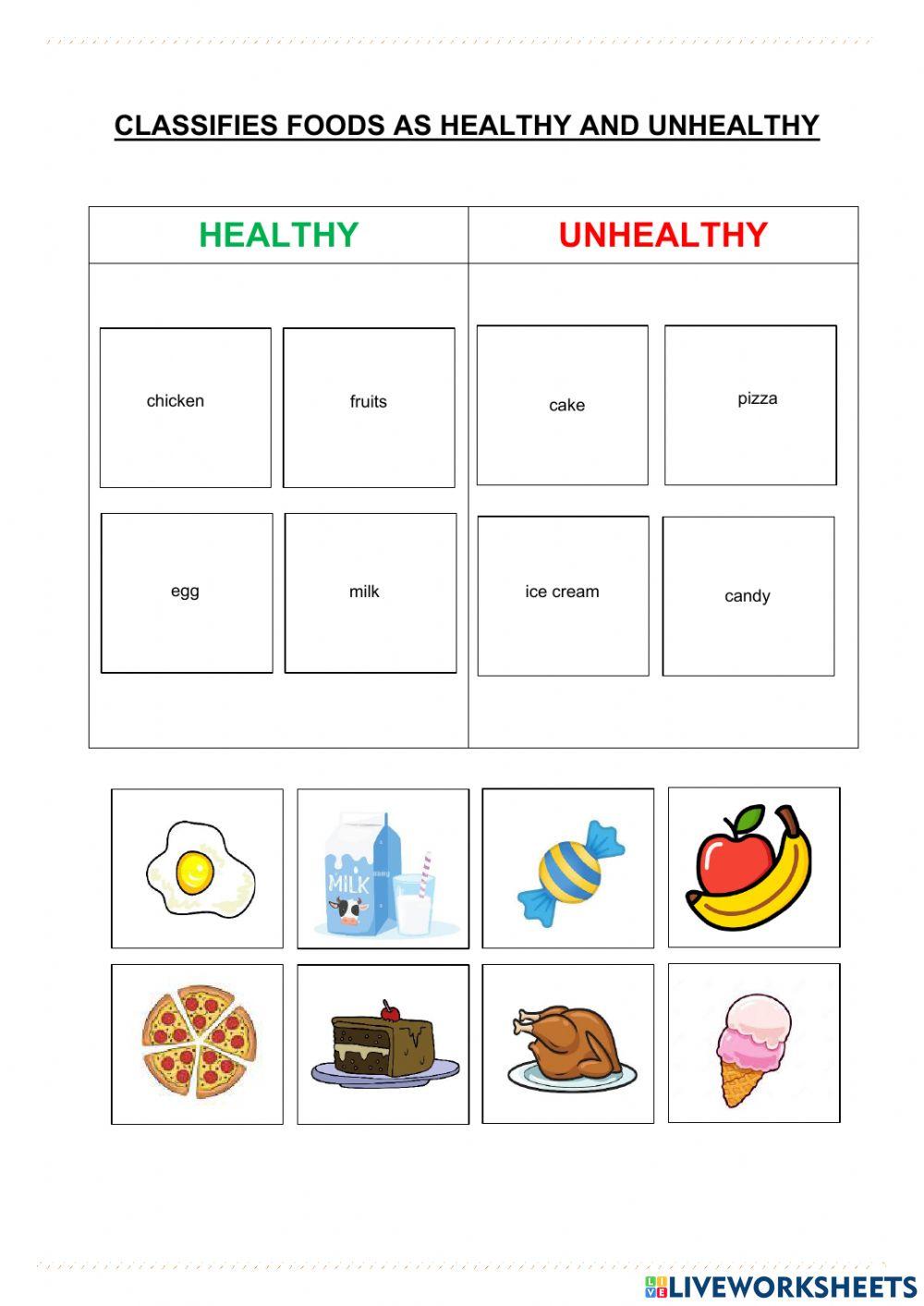 Classifies foods worksheet | Live Worksheets