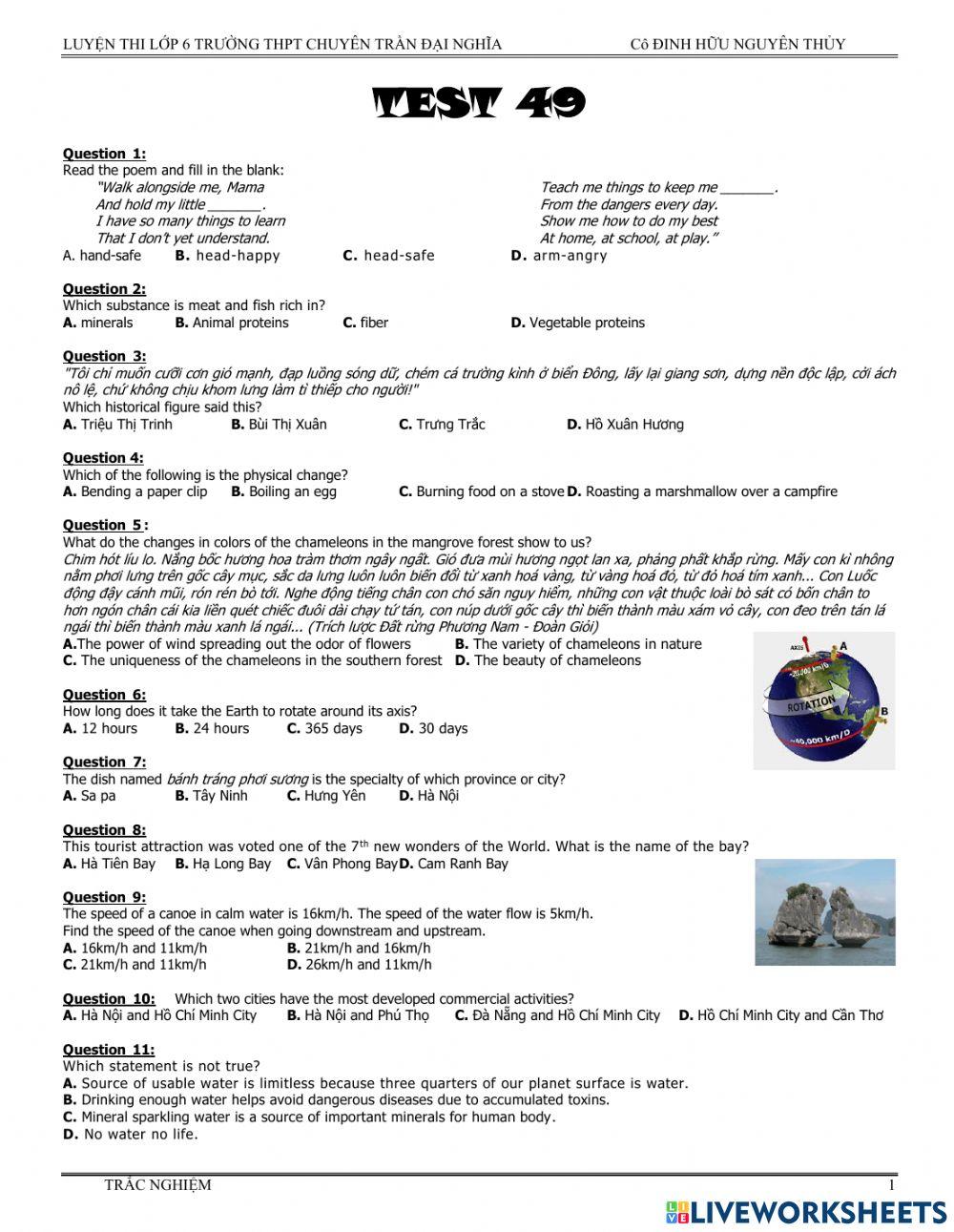 MCQ - Test 49 online exercise for | Live Worksheets