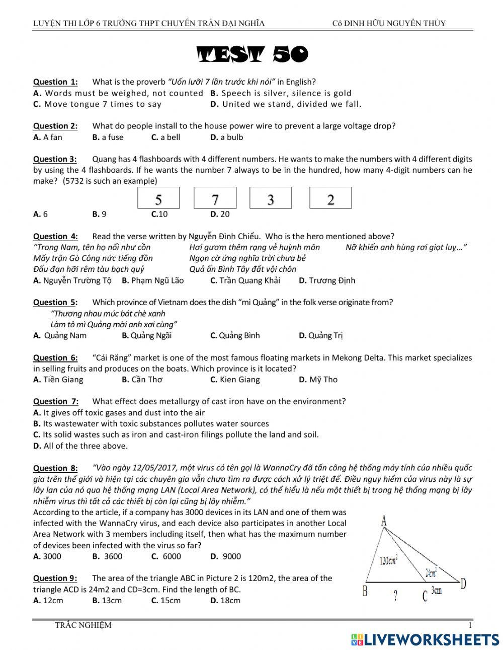 MCQ - test 50 online exercise for | Live Worksheets