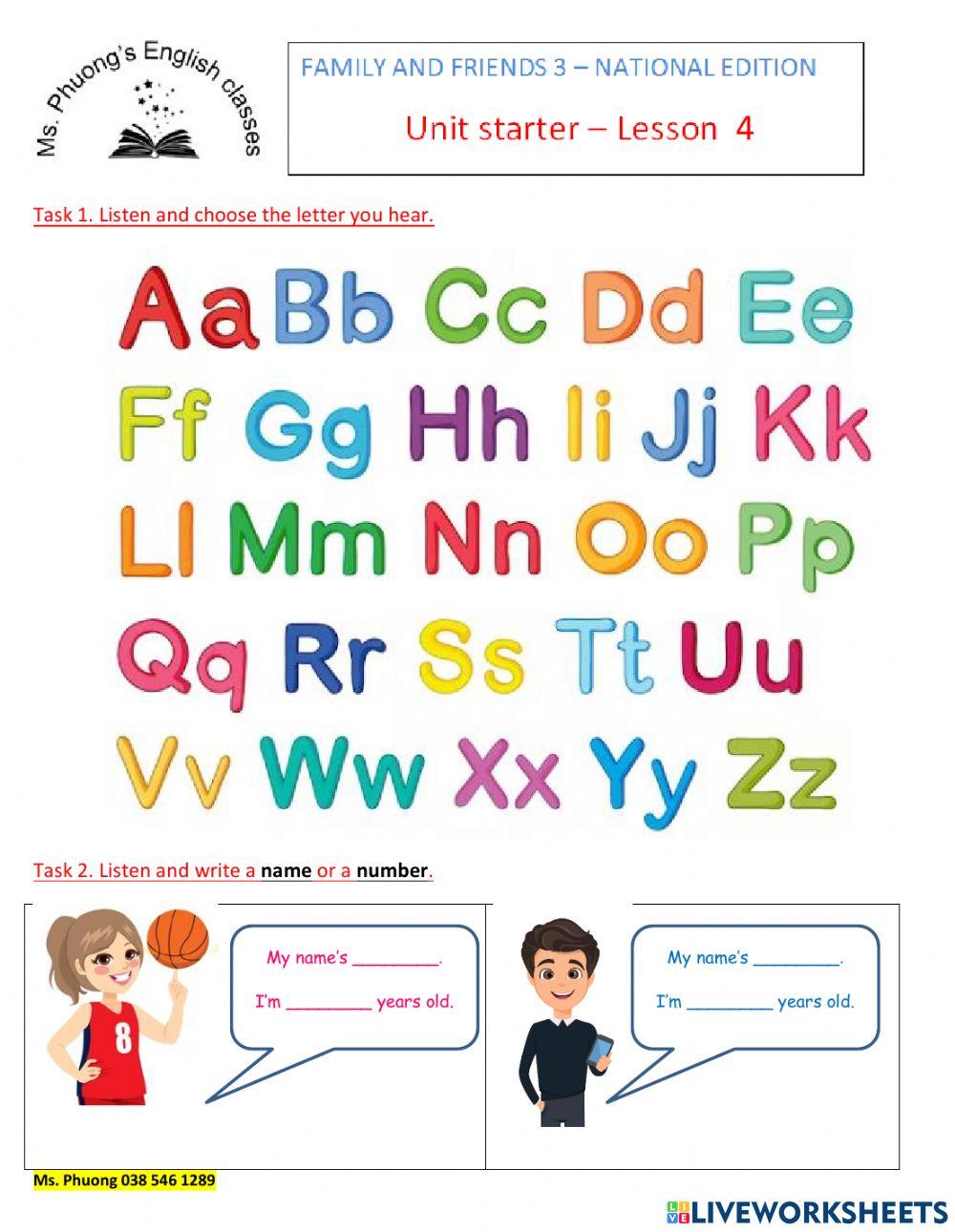 Ms. Phuong-FF3- Unit Starter- Lesson 4 worksheet | Live Worksheets