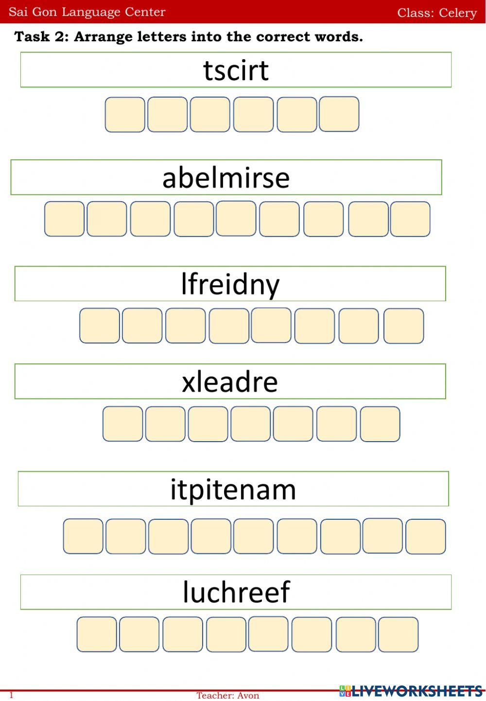 Celery 17062023 worksheet | Live Worksheets