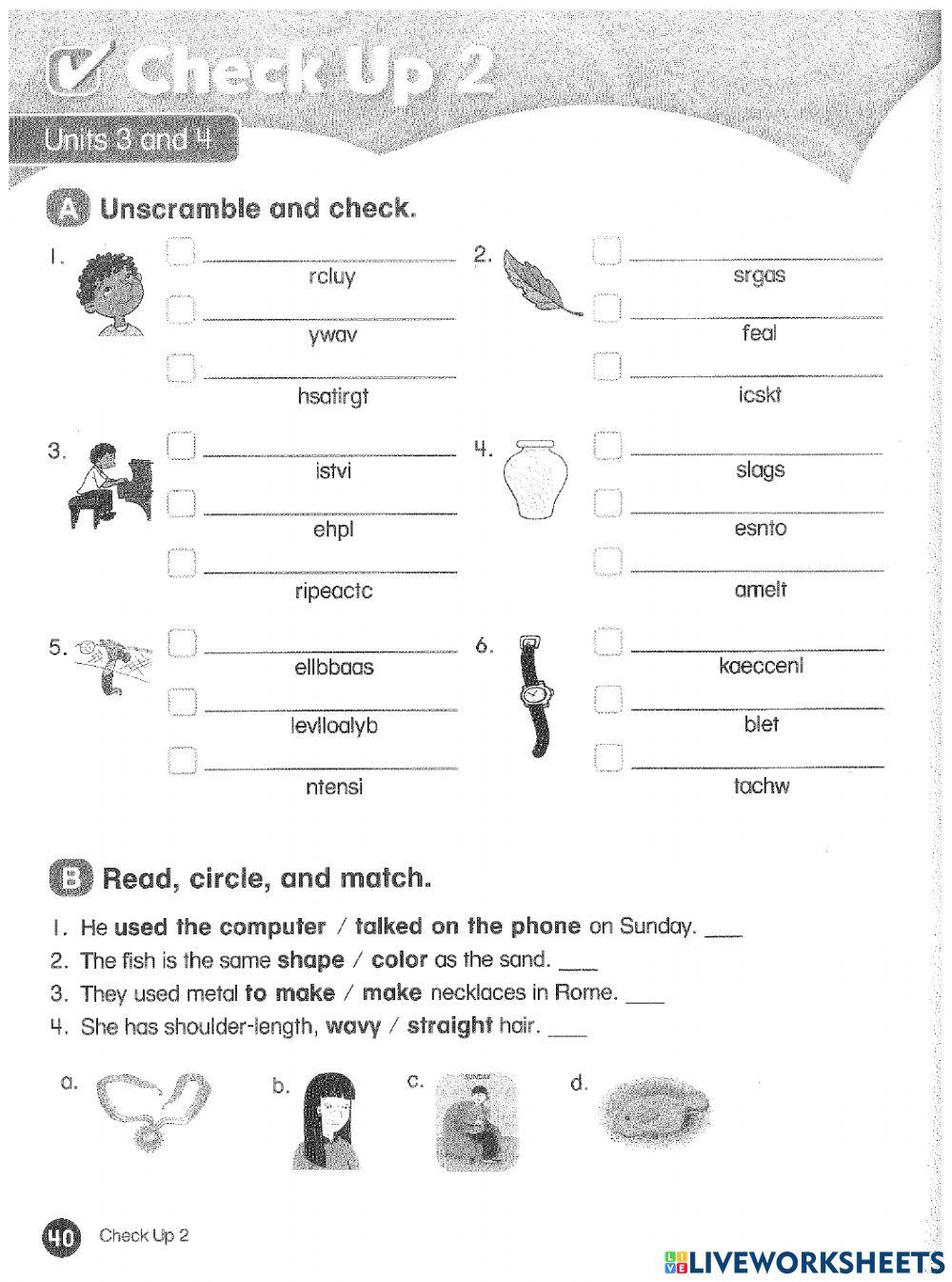 Up4.Checkup2 worksheet | Live Worksheets