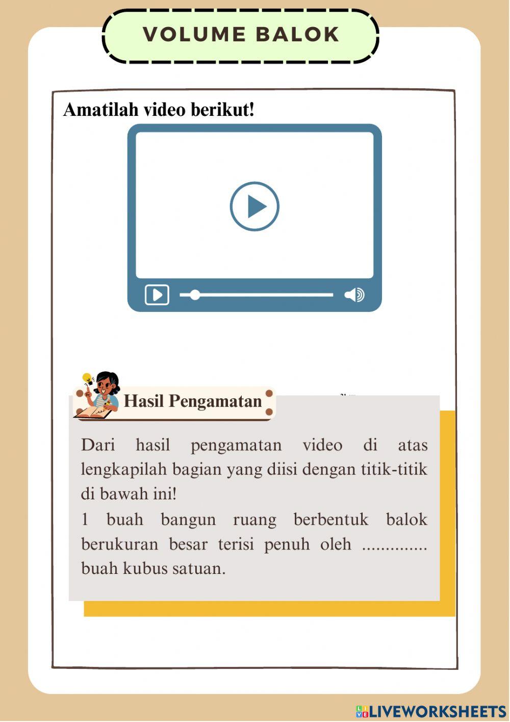 Volume dan Luas Permukaan Bangun Ruang Balok worksheet | Live Worksheets
