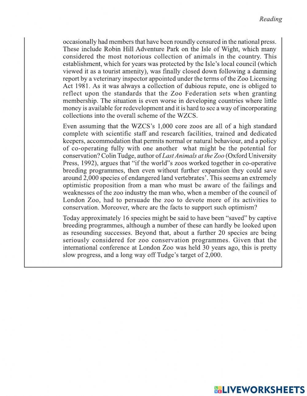 Reading task 2 … | Free Interactive Worksheets | 7027091