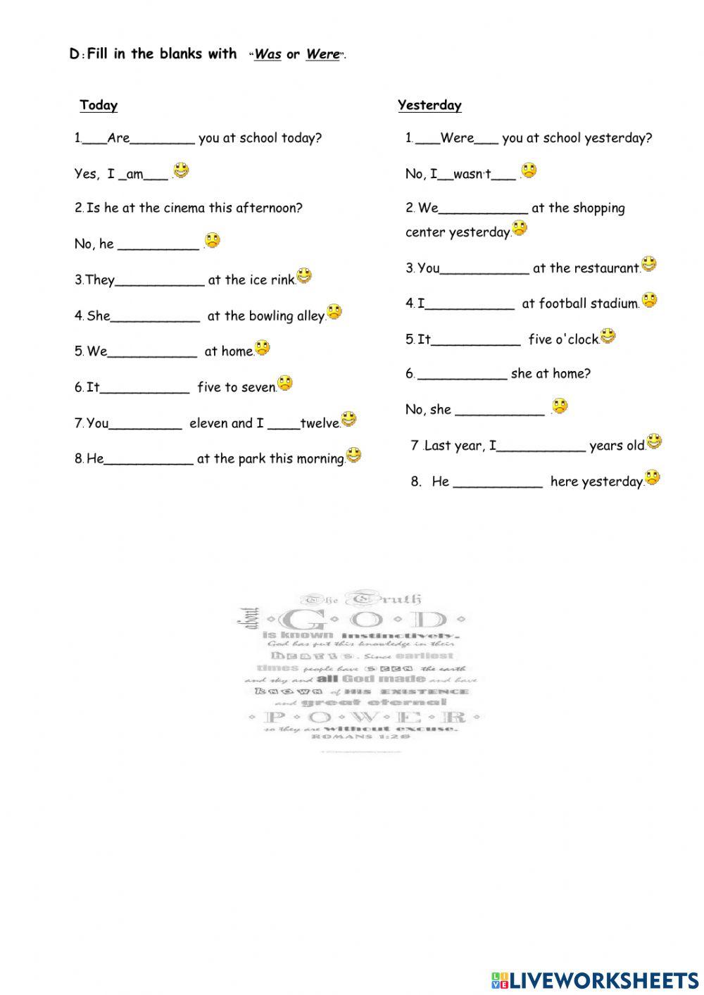 Unit 4 : Last w… | Free Interactive Worksheets | 7083747