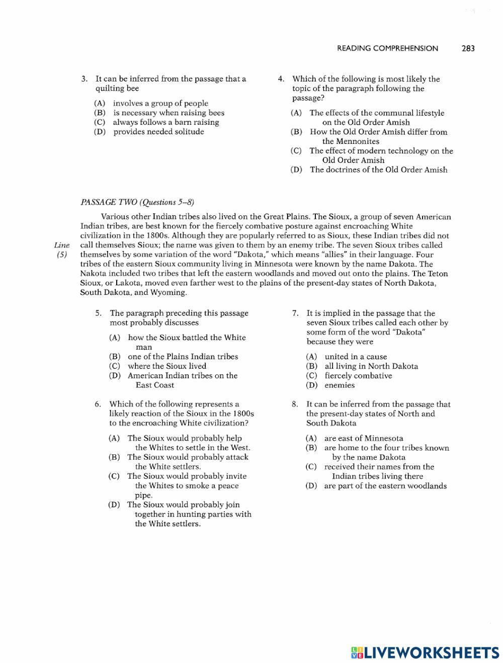 TOEFL READING P. 262-263 PREC, FOLL, UNSTATED, INFERENCE online ...