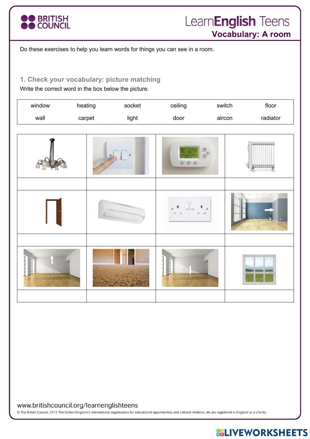 Room online activity for Grade 5 | Live Worksheets