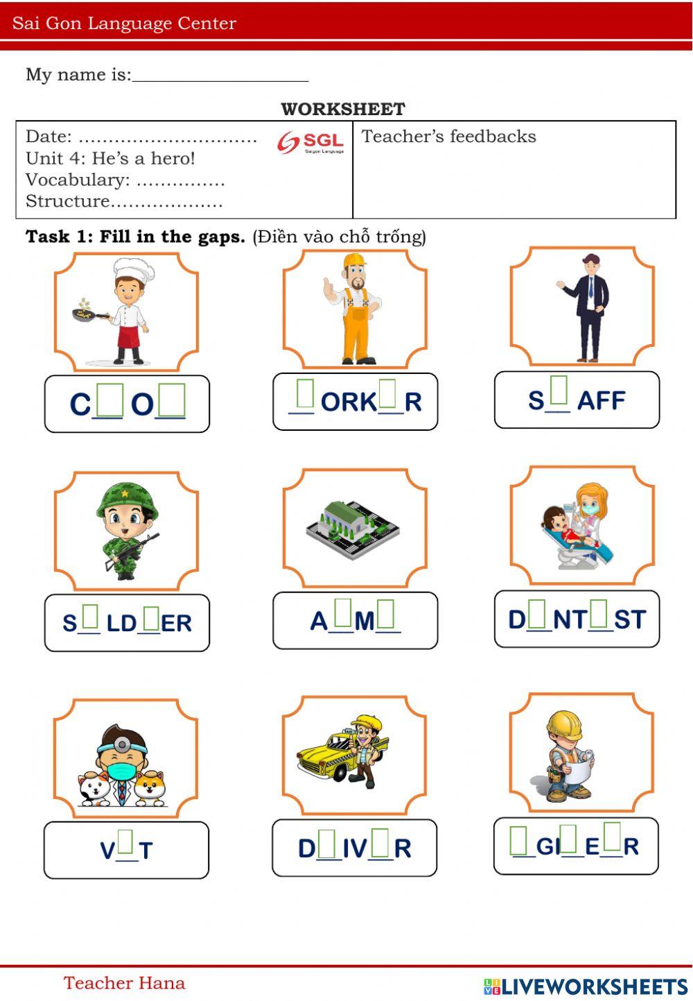 FF1 - Unit 4 activity | Live Worksheets
