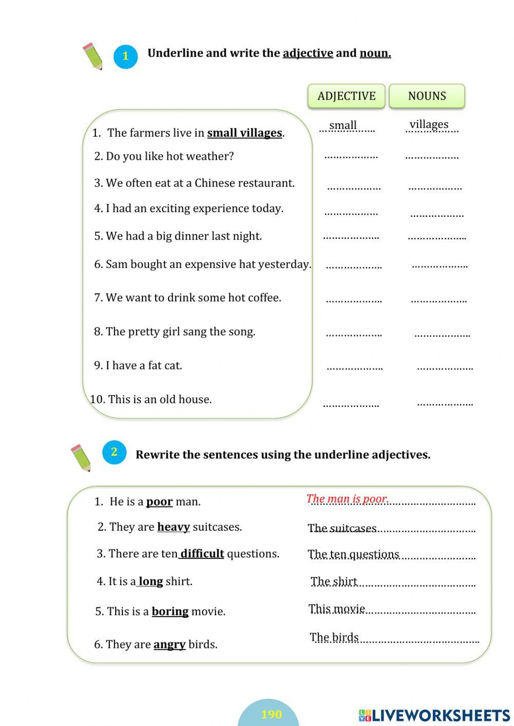 Adjectives online exercise for 5 | Live Worksheets