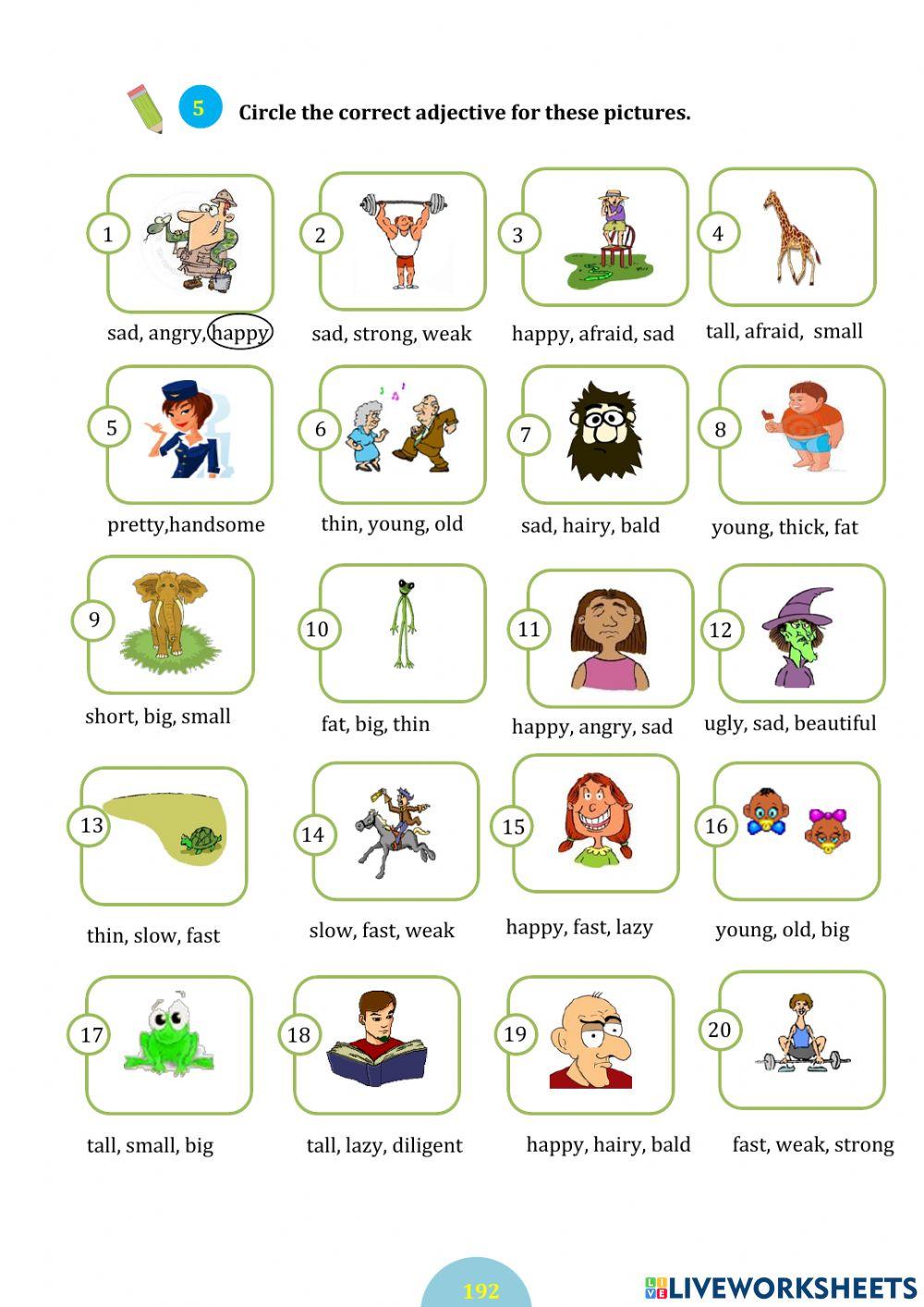 Adjectives online exercise for 5 | Live Worksheets