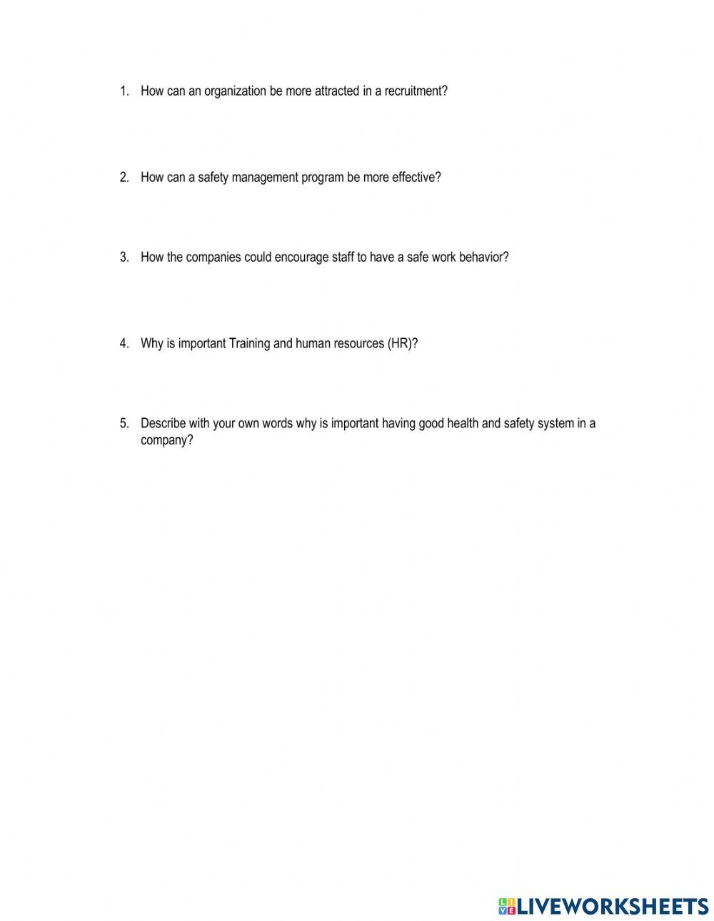 Reading Comprehension HSEQ online exercise for | Live Worksheets