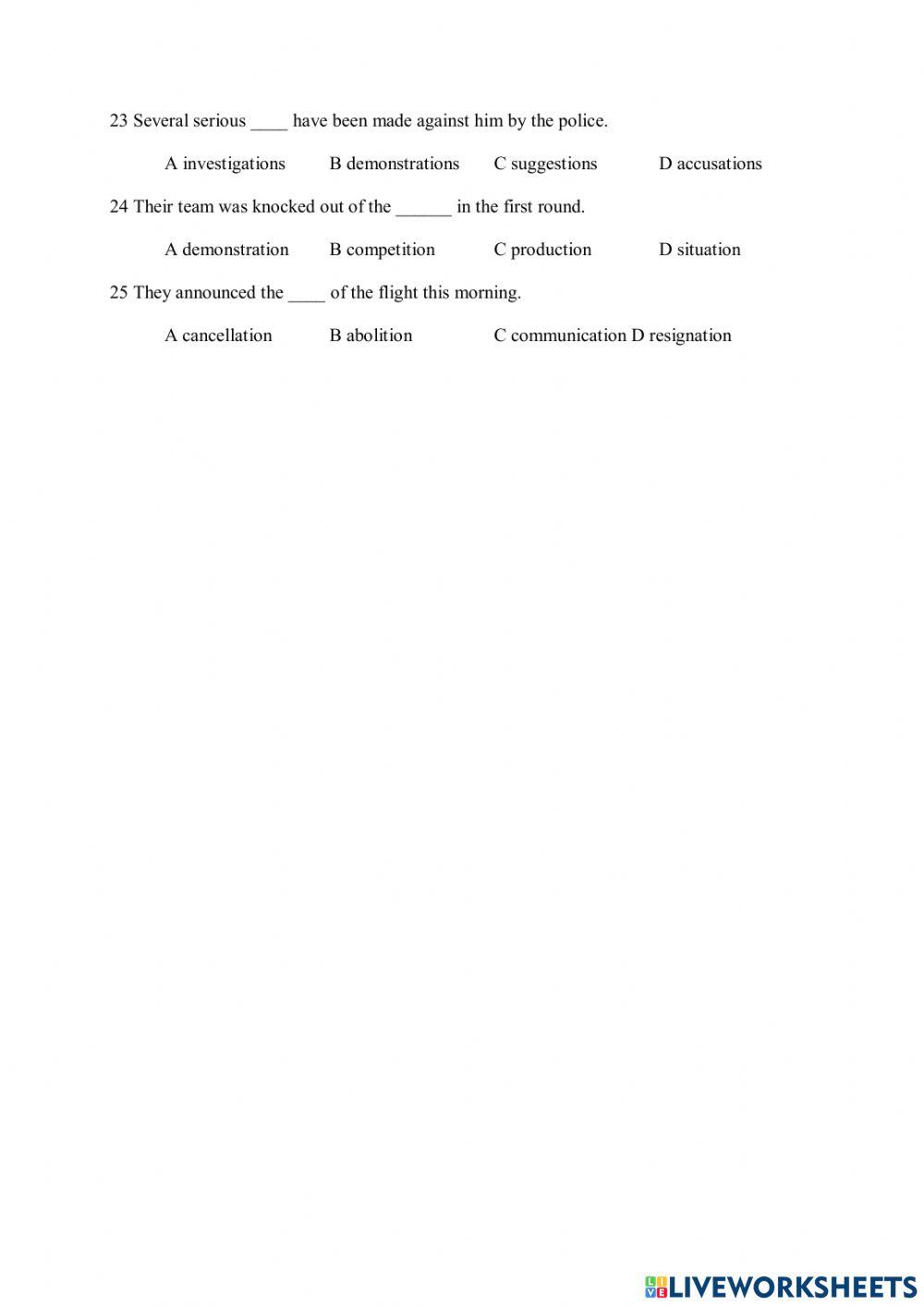 Revision online exercise for Intermediate | Live Worksheets