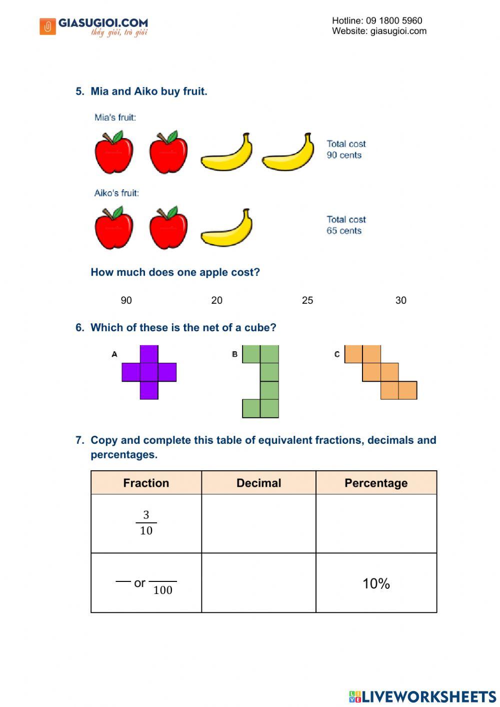 Cambridge - Mat… | Free Interactive Worksheets | 2560893