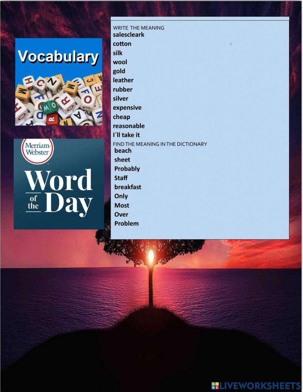 Interchange Vocabulary units 3- 4 worksheet | Live Worksheets