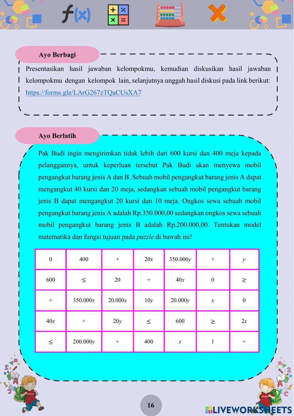 Model Matematika | Live Worksheets