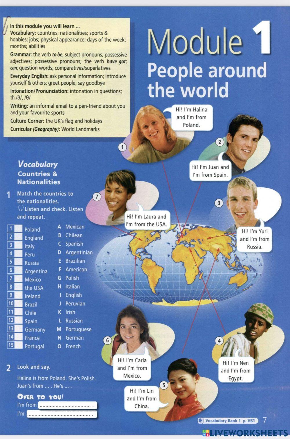 Prime Time 1. Unit 1. Lesson 1 worksheet | Live Worksheets