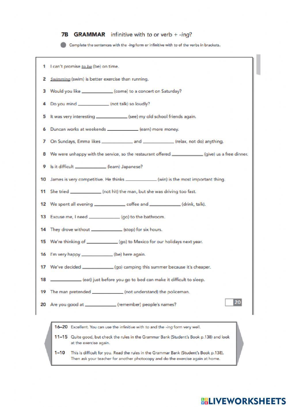 Unit 7 REVISION - GRAMMAR worksheet | Live Worksheets