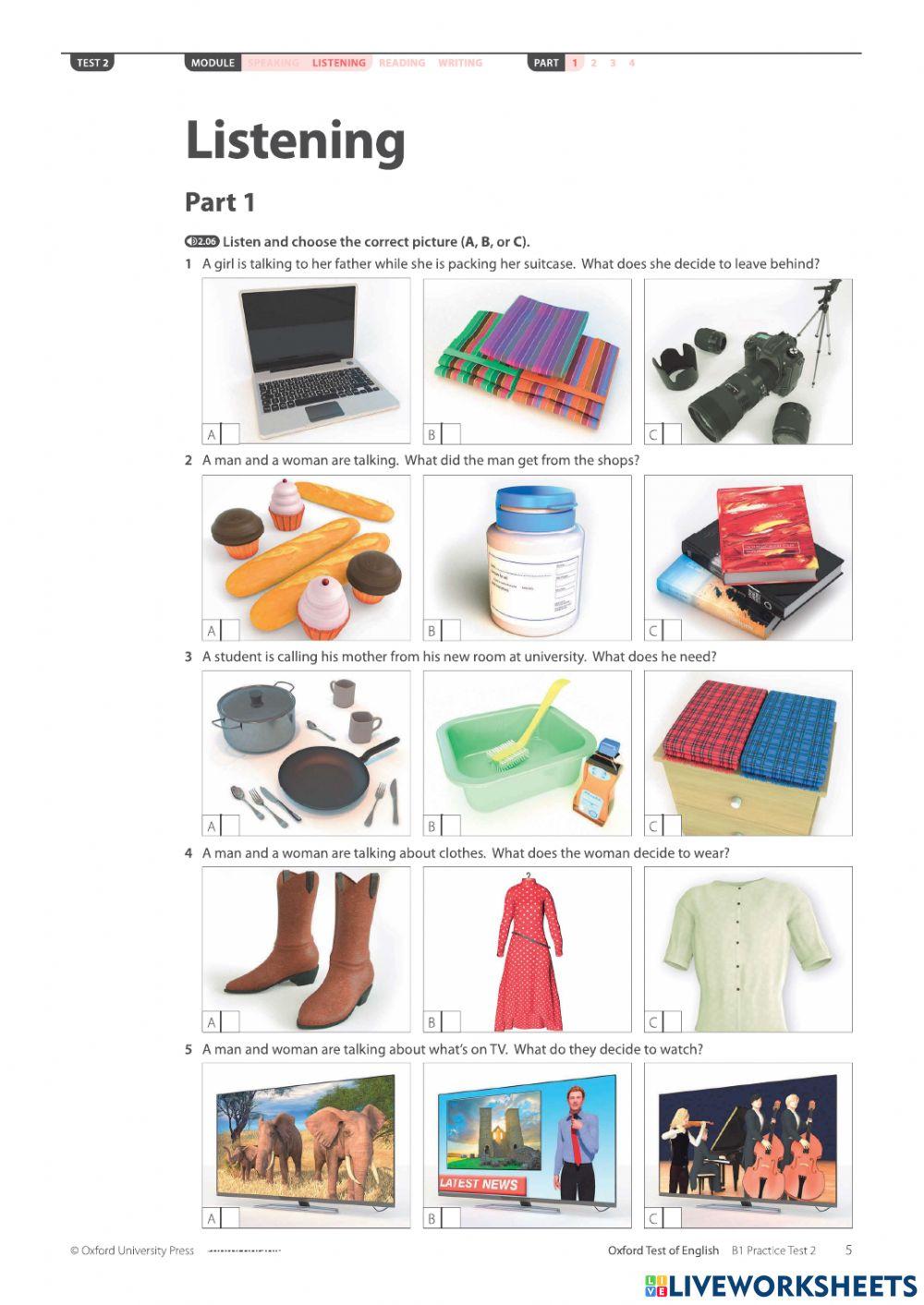 7040814 | Oxford test B1 | Ana_Utiel | LiveWorksheets