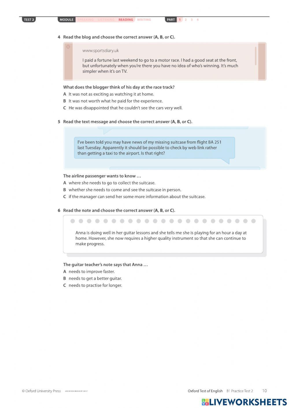7040814 | Oxford test B1 | Ana_Utiel | LiveWorksheets