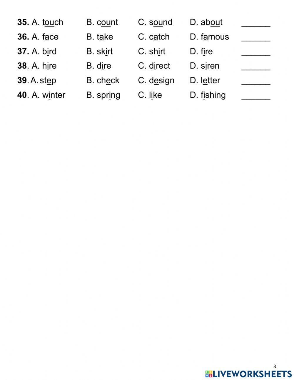 Phonics | Free Interactive Worksheets | 7029275
