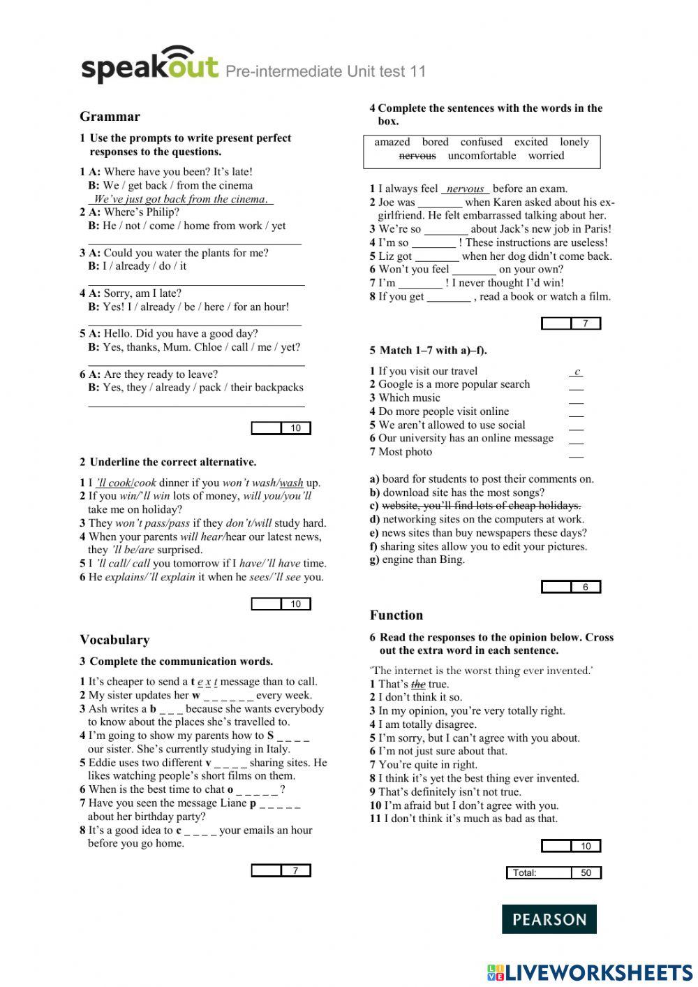 Test 11 online pdf exercise | Live Worksheets