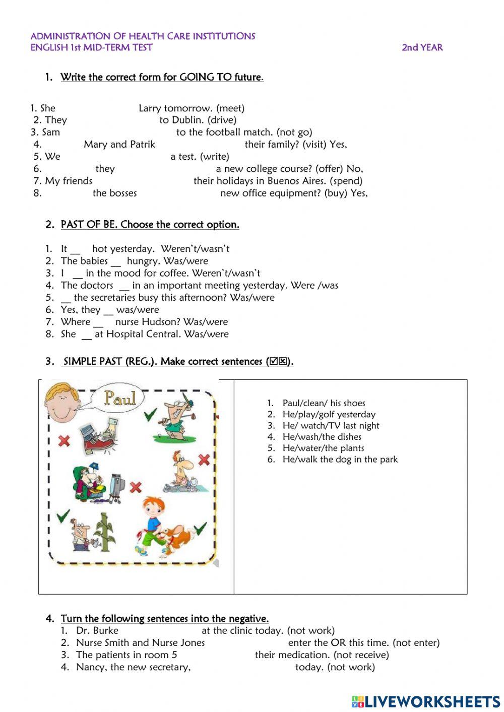 Past simple, health worksheet | Live Worksheets