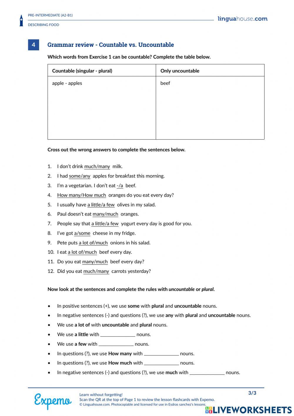 Describing Food online exercise for | Live Worksheets