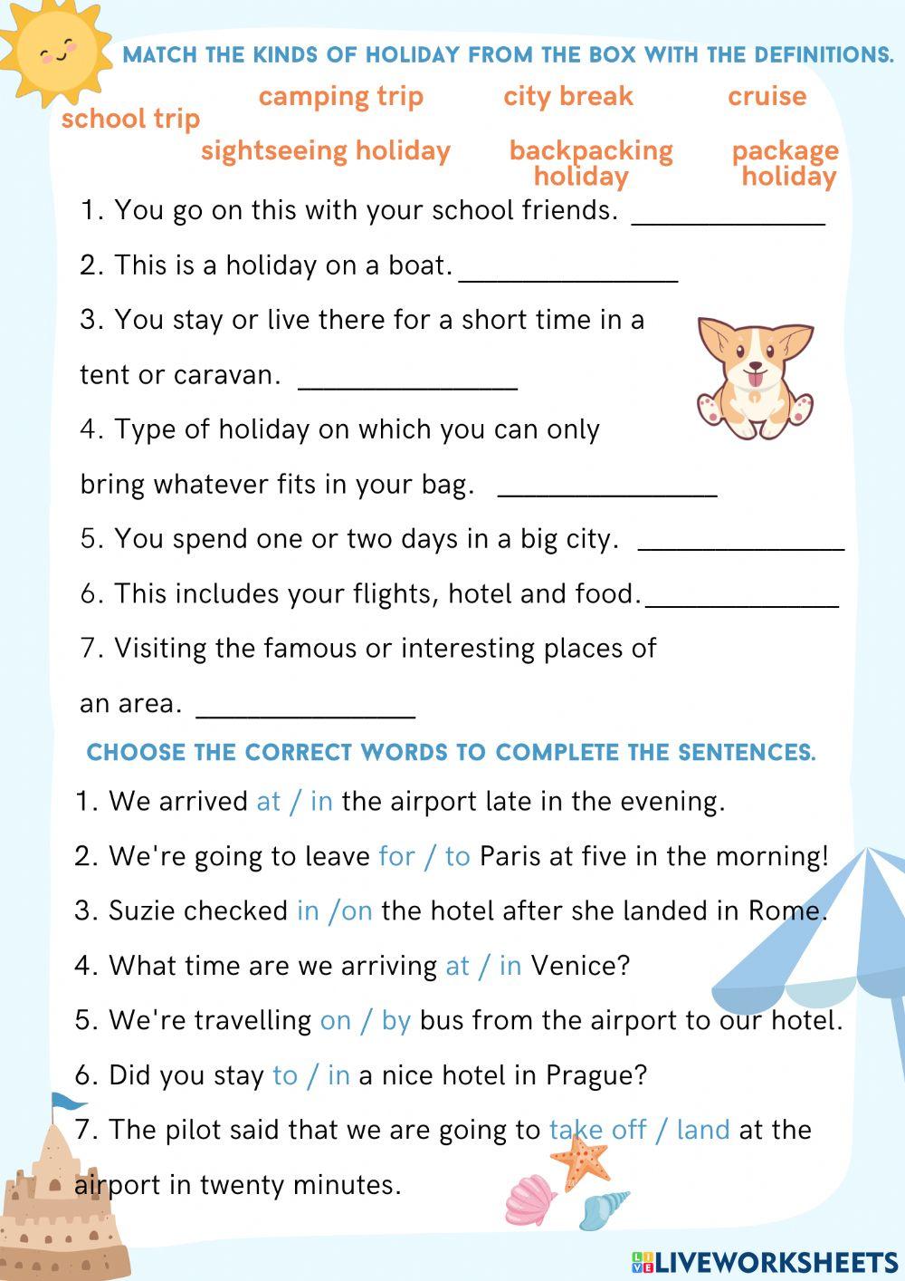 Holidays online exercise for 7 | Live Worksheets