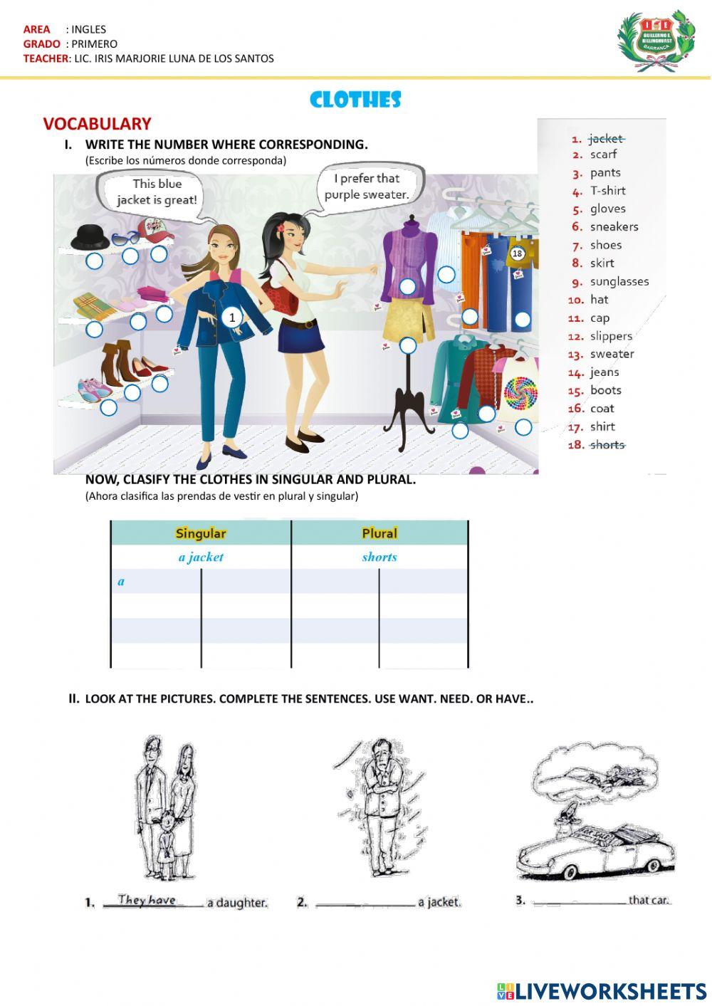 Clothes online exercise for BASIC | Live Worksheets