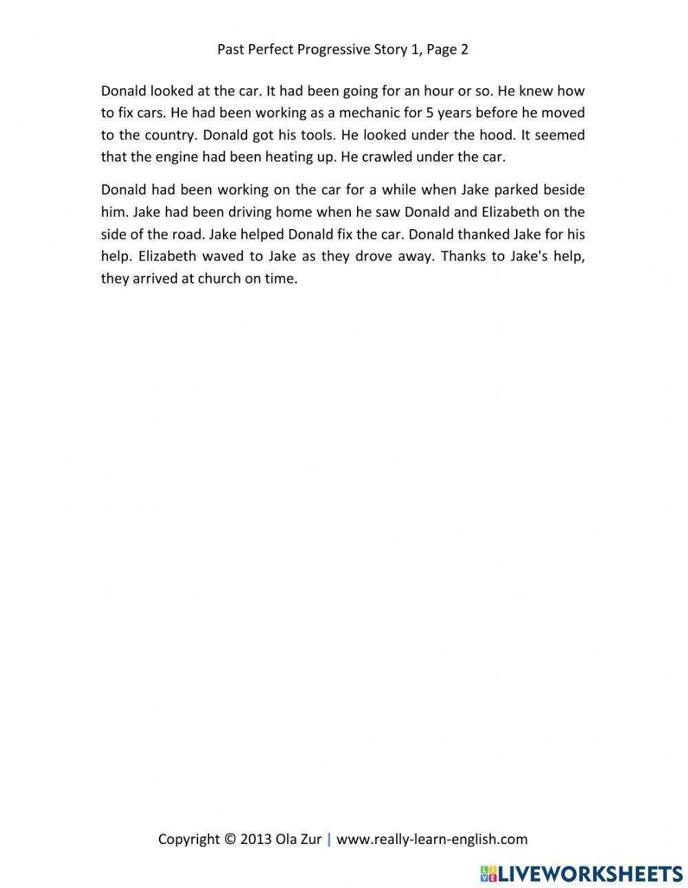 Past Perfect Progressive Story Module 7 online exercise for | Live ...