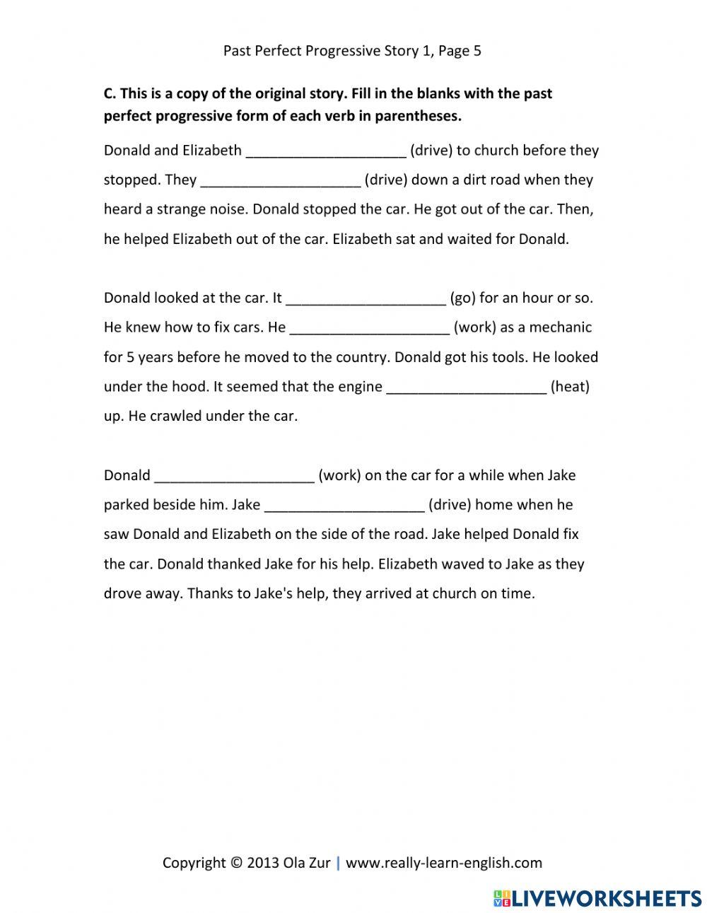 Past Perfect Progressive Story Module 7 online exercise for | Live ...