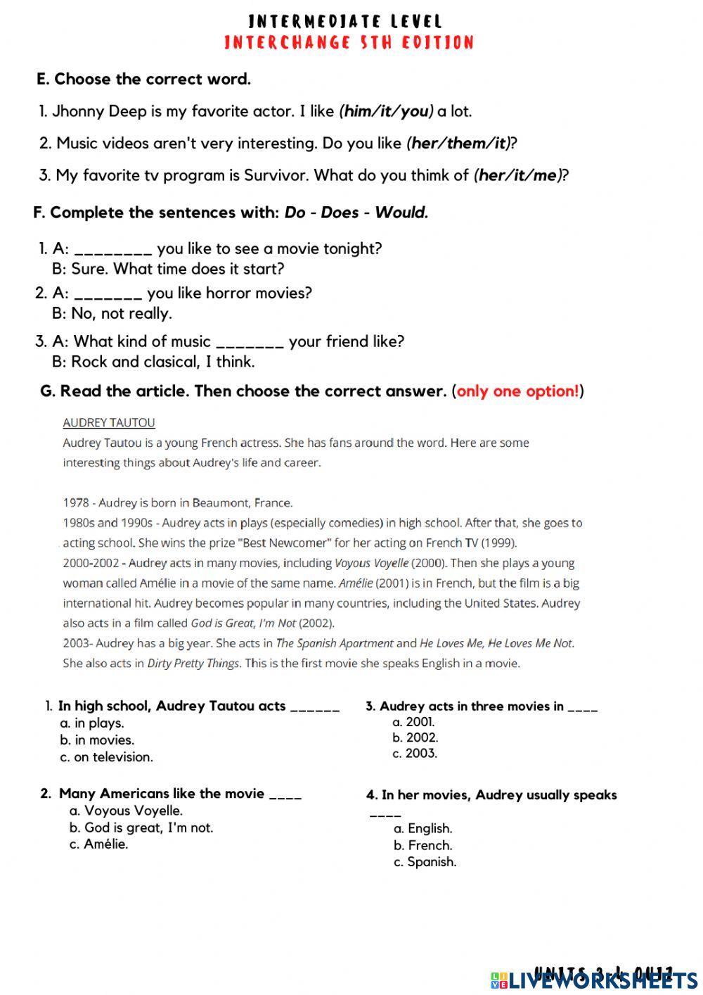 Interchange 5th Edition Quiz Units 1-2 Worksheet Live, 59% OFF Interchange 5th Edition Quiz Units 1-2 Worksheet Live, 59% OFF