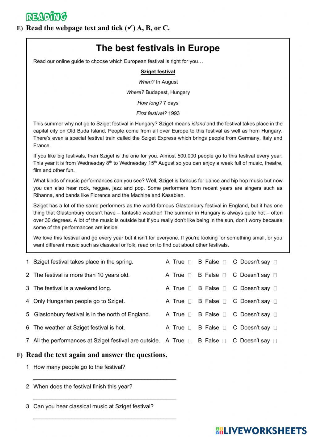 Final exam of unit 6 worksheet | Live Worksheets