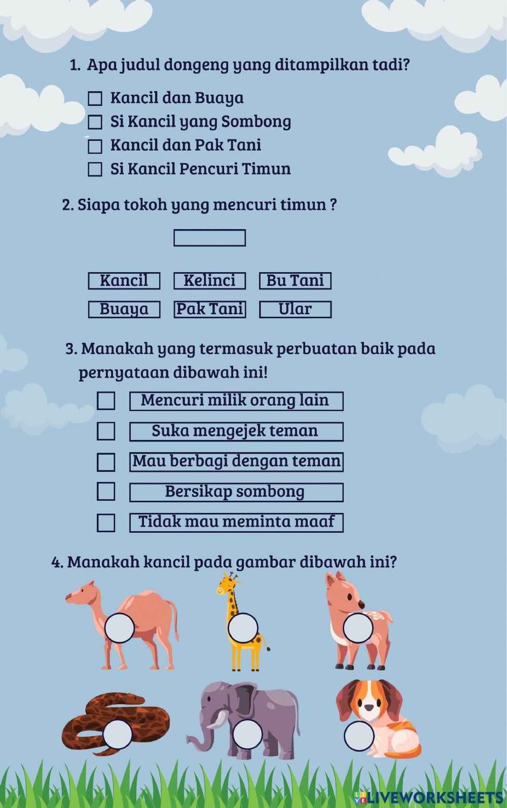 Dongeng interactive activity for Grade 2 | Live Worksheets