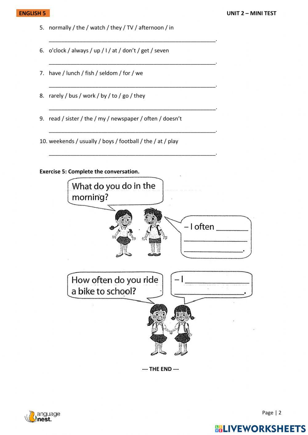 G5 - TA5 U2 mini test worksheet | Live Worksheets