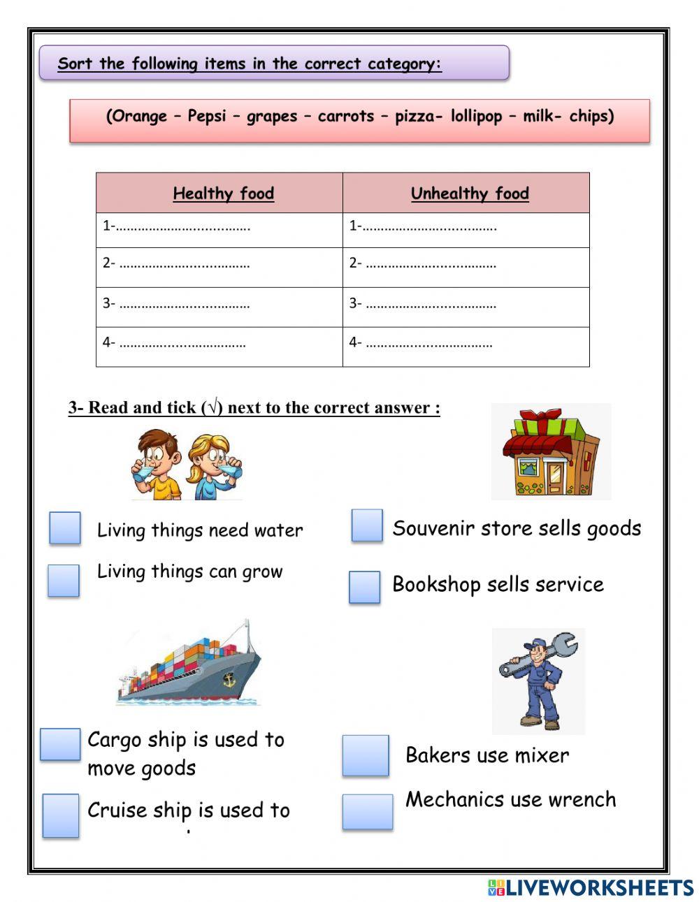 Work sheet 7041437 | MarwaEmira | Live Worksheets
