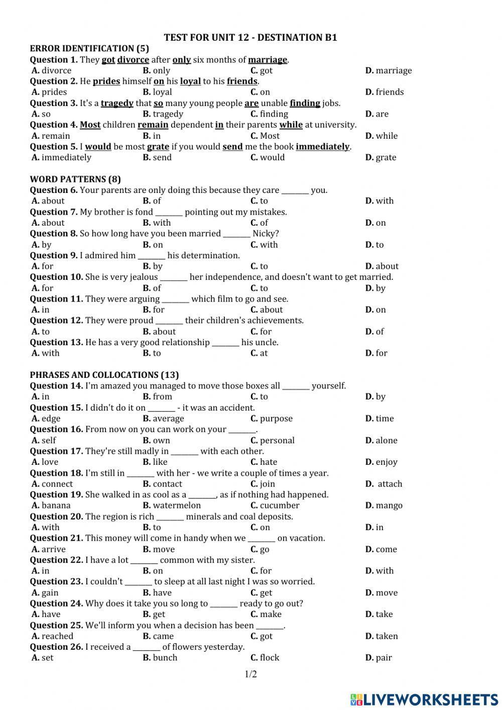 Vocab check Uni… | Free Interactive Worksheets | 7041016