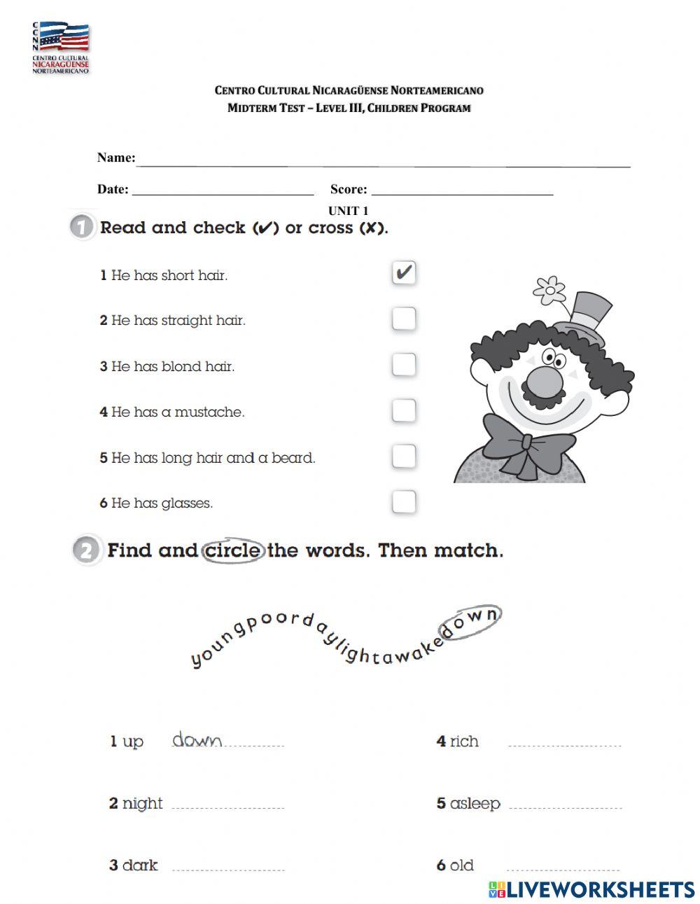 Level III, Midterm Test online exercise for | Live Worksheets