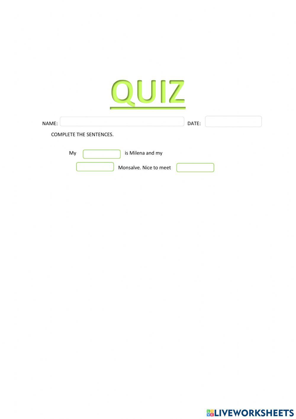 Name and last name worksheet | Live Worksheets