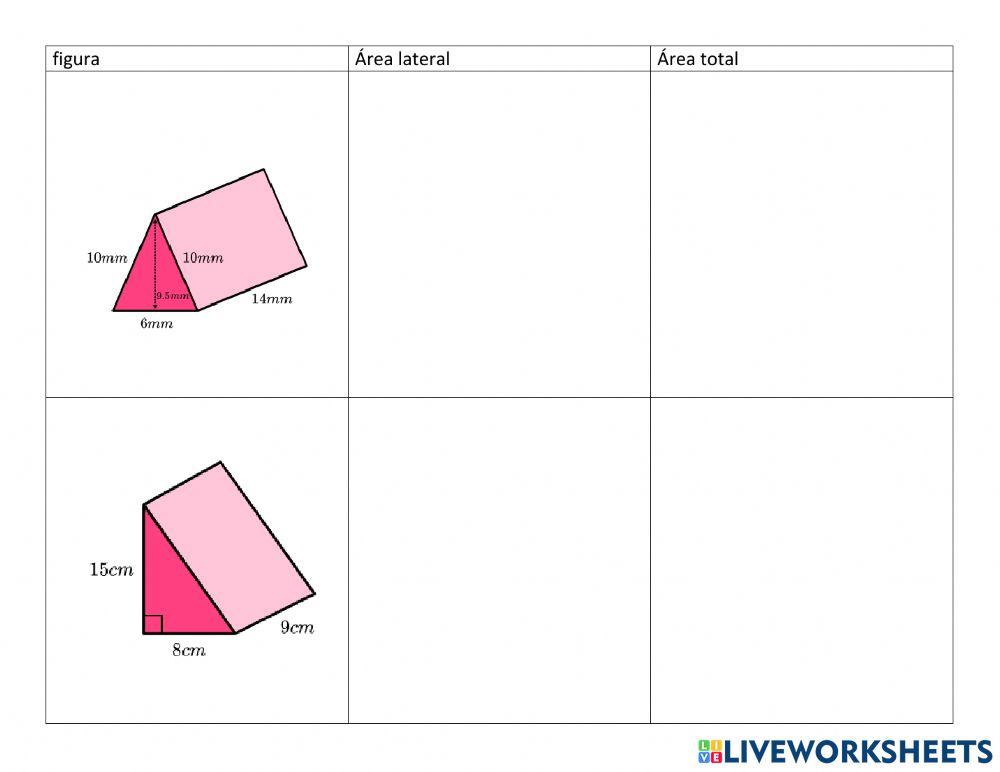 Área lateral y … | Free Interactive Worksheets | 7068732