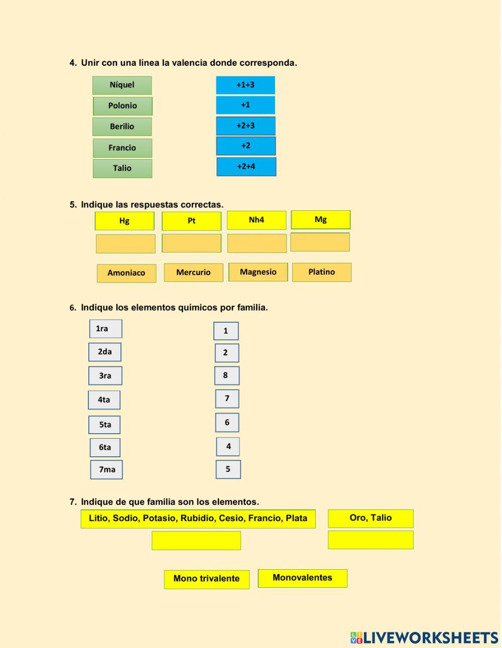 Elementos de la tabla periódica de los metales online exercise for | Live Worksheets