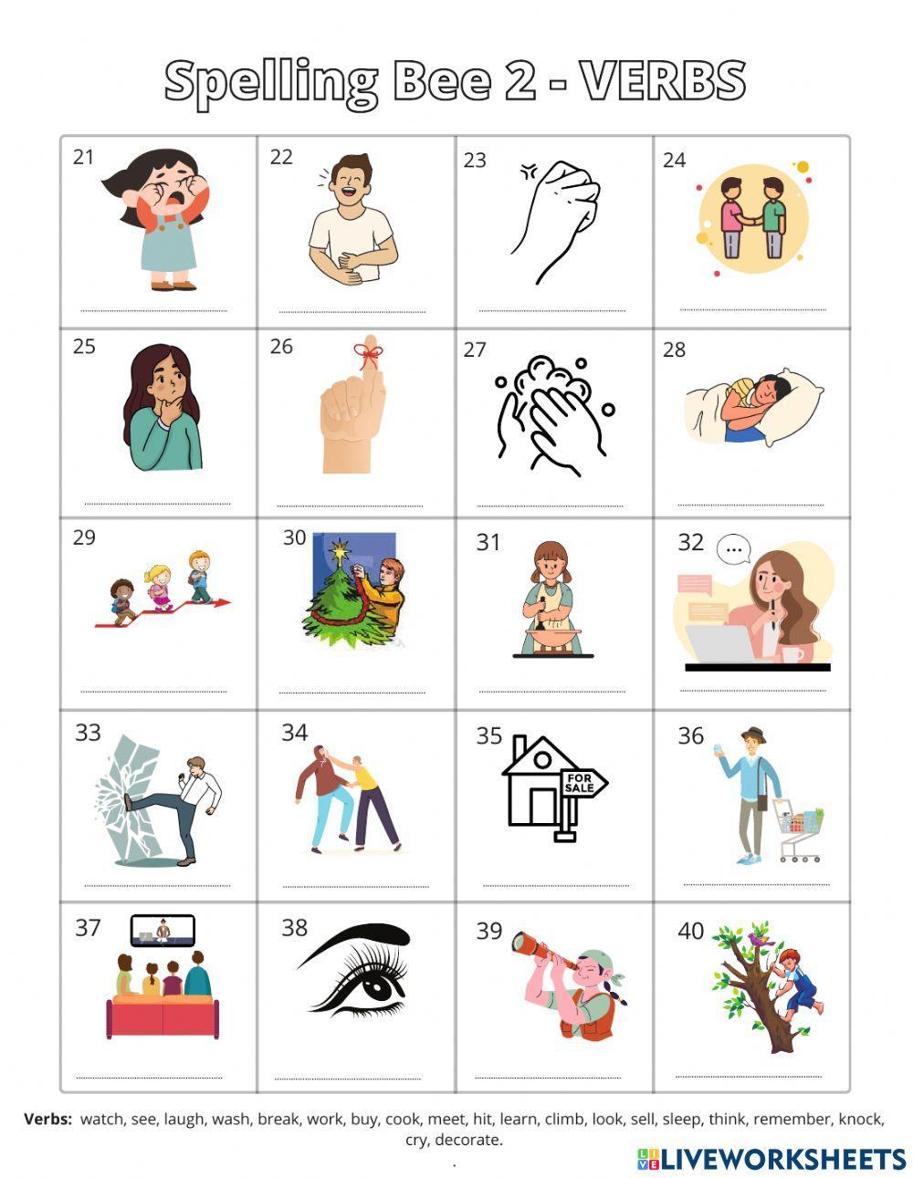 Verbs 2 with au… | Free Interactive Worksheets | 7069706