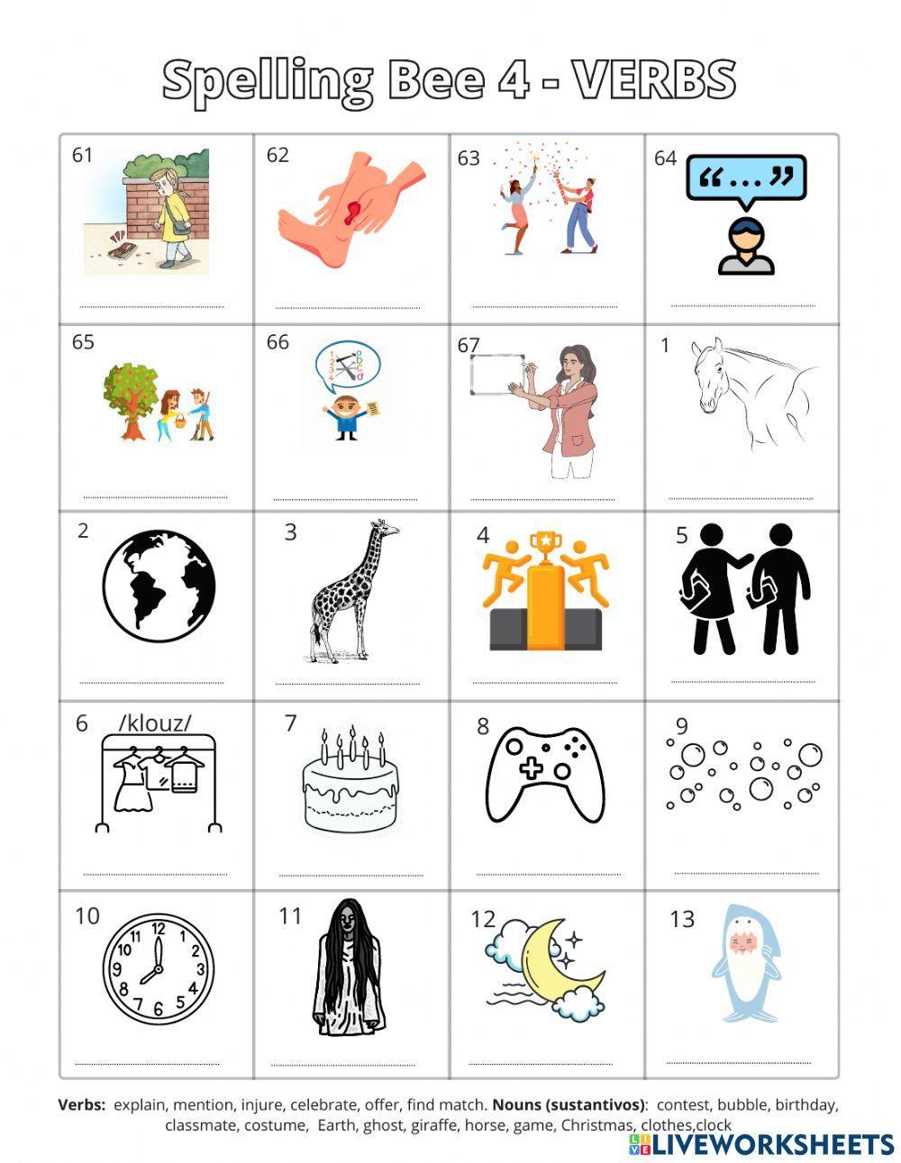 Verbs 4 with audio worksheet | Live Worksheets