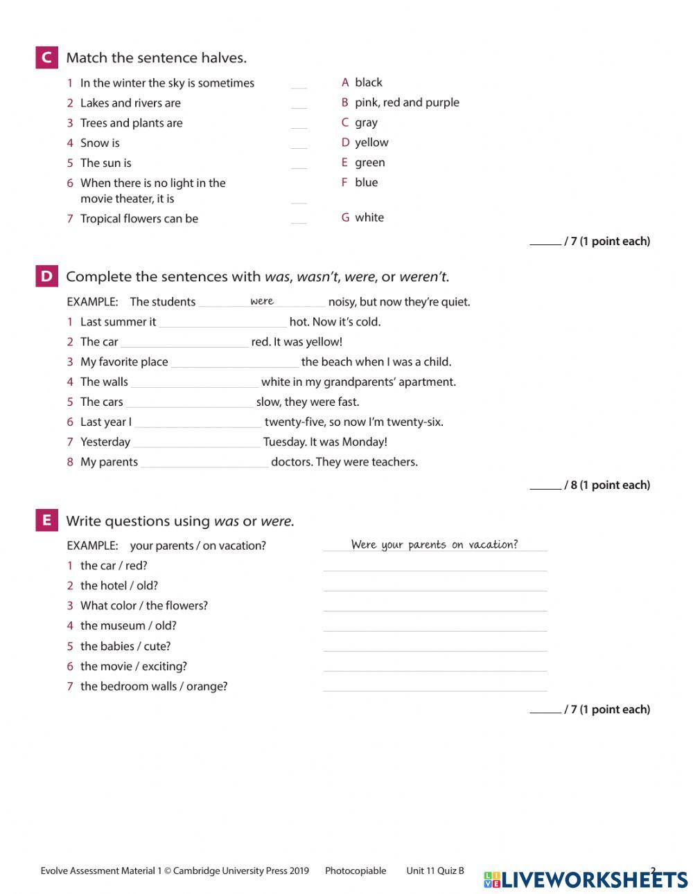 UNIT 11 online exercise for | Live Worksheets