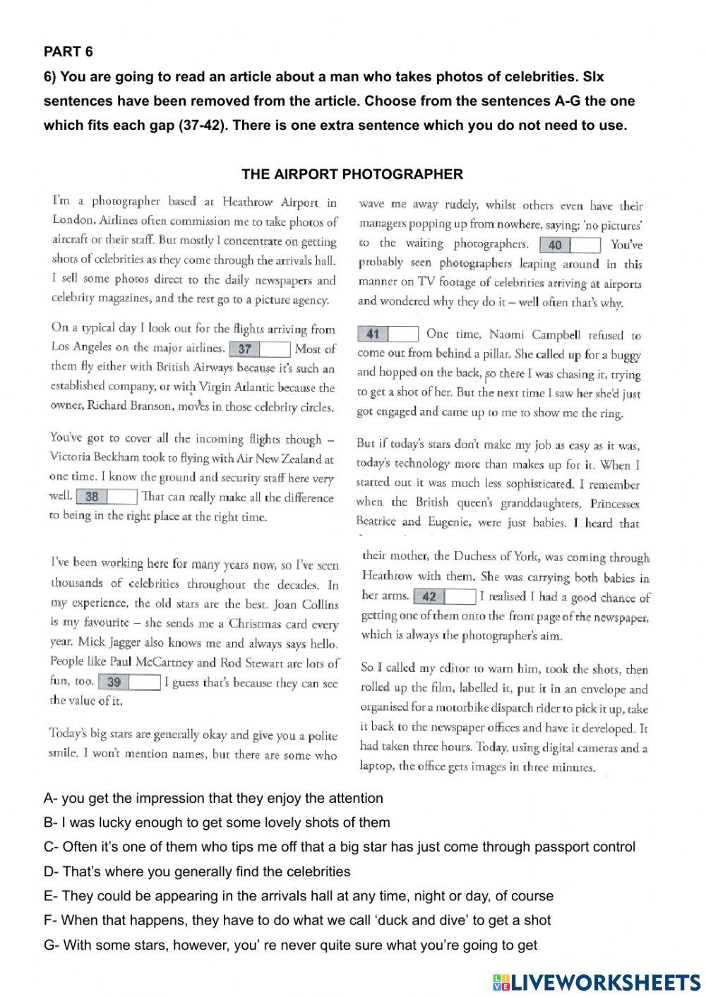 Pre FCE EXAM. Test 3. Practice Test Plus 2 FCE online exercise for ...