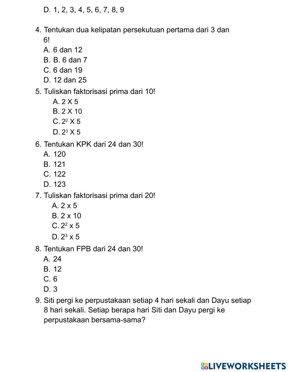 Kelipatan dan Faktor 2657 | Tatik Julaekah | Live