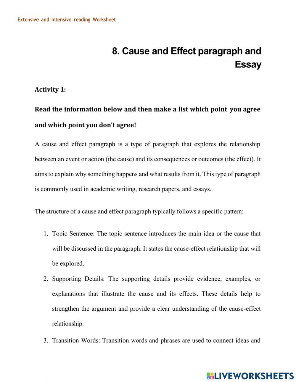 Cause And Effect Paragraph And Essay Worksheet Live Worksheets cause-and-effect-paragraph-and-essay-worksheet-live-worksheets