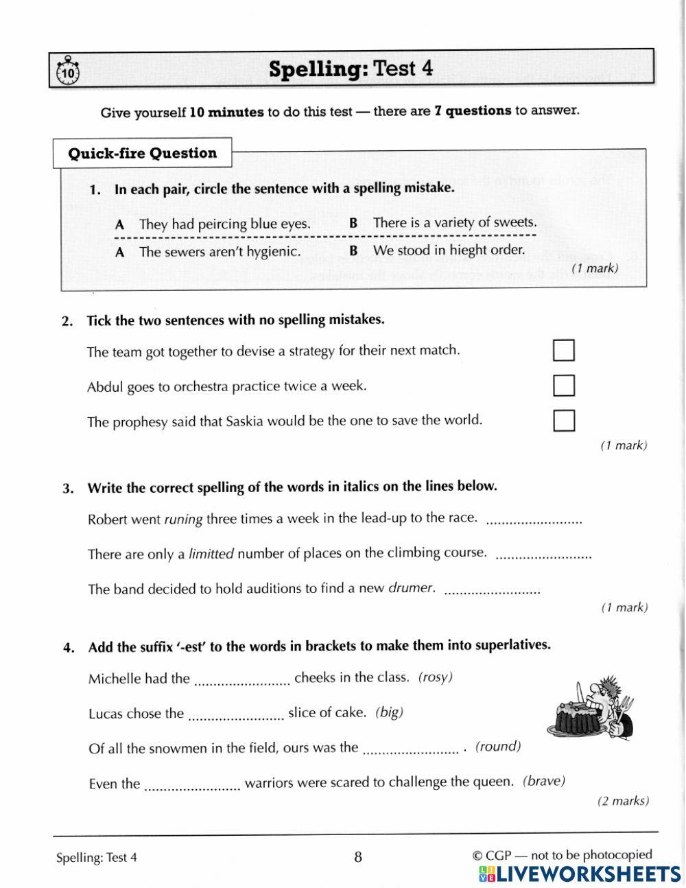 KS3 Spelling Test 4 online exercise for | Live Worksheets